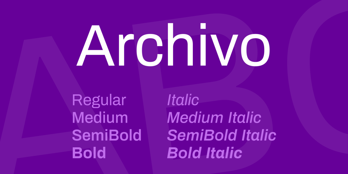 Archivo Font Family · 1001 Fonts
