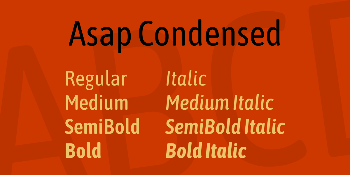 Asap Condensed Font Family · 1001 Fonts