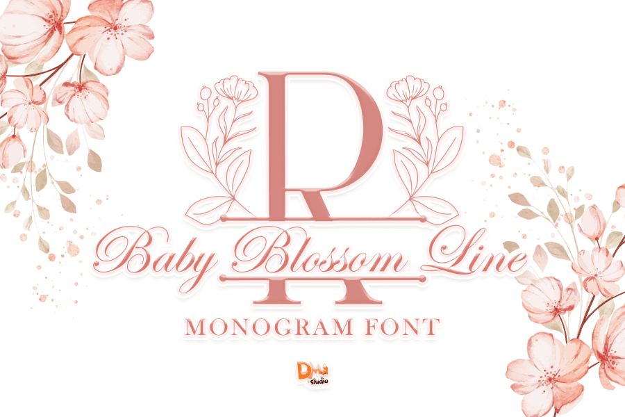 Baby Blossom Line Monogram Font · 1001 Fonts