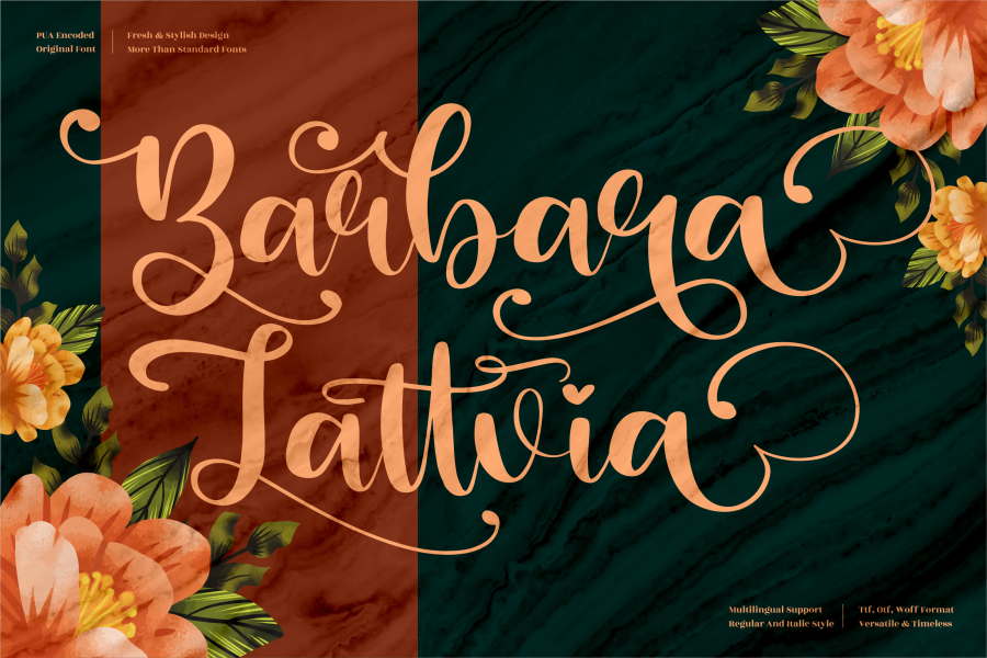 Barbara Lattvia Font Family · 1001 Fonts