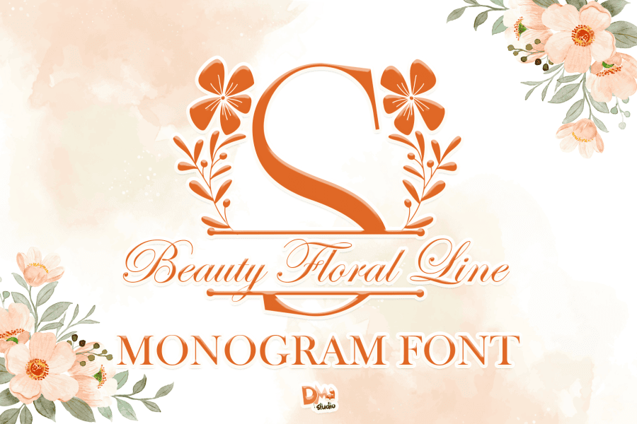 Beauty Floral Line Monogram Font · 1001 Fonts