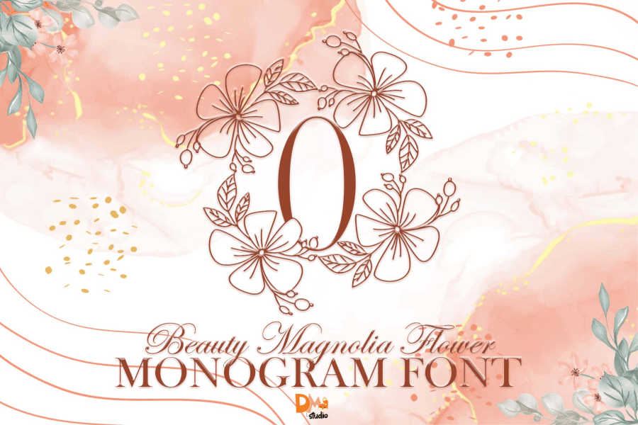 Beauty Magnolia Flower Monogram Font · 1001 Fonts