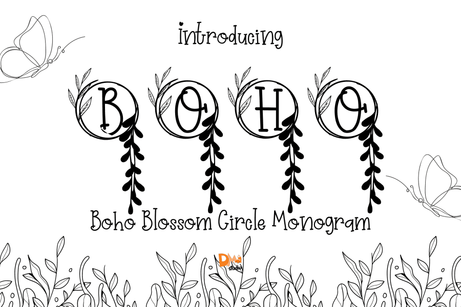 Boho Blossom Circle Monogram Font · 1001 Fonts
