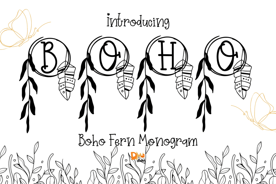 Boho Fern Monogram Font · 1001 Fonts