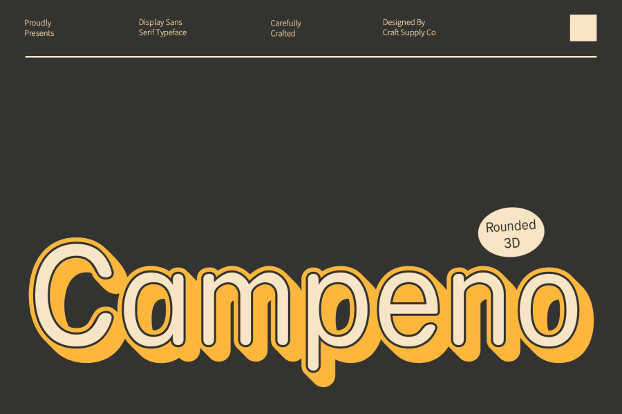 Campeno Rounded Extrude Right Demo Font · 1001 Fonts