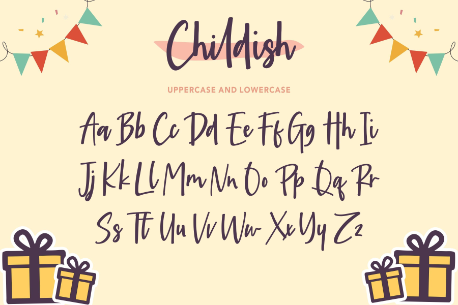 Childish Handwriting Princess Font Alphabet Pink Text And Girl Letters