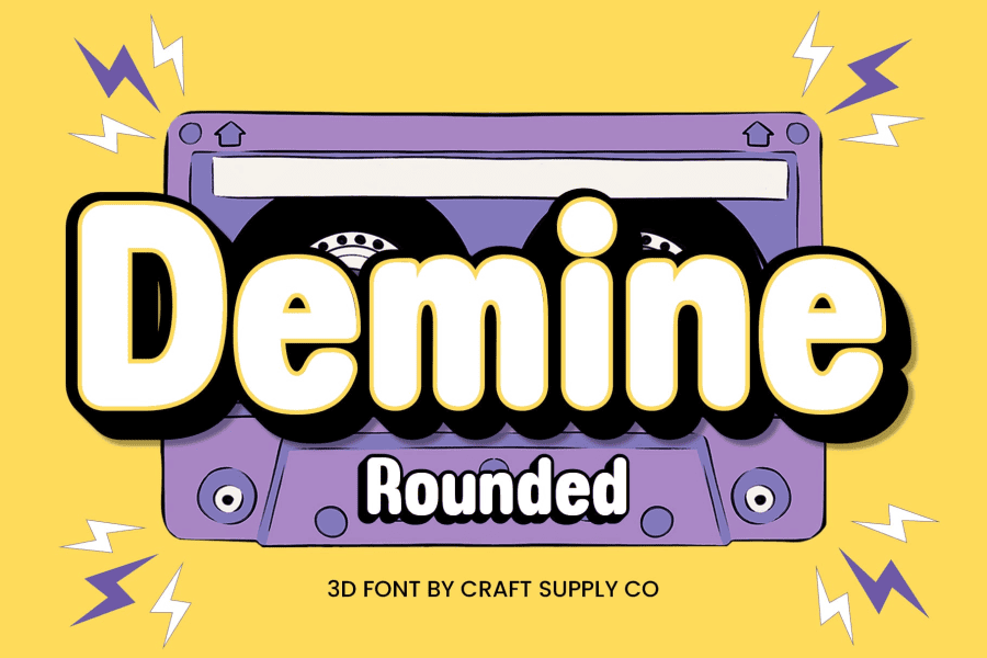 Demine Rounded Extrude Right Demo Font · 1001 Fonts