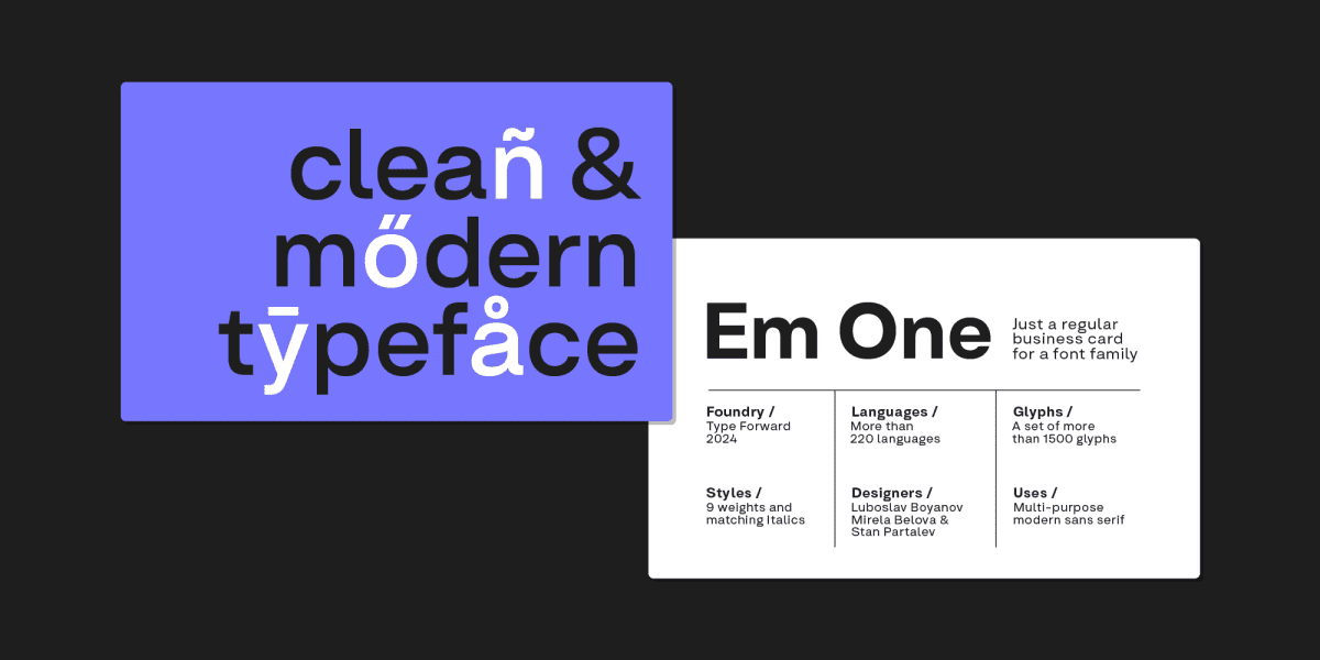 Em One Font Family · 1001 Fonts