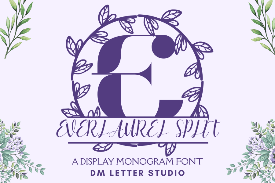 6 Free Botanical Split Monogram, Name Bar Monogram Fonts · 1001 Fonts