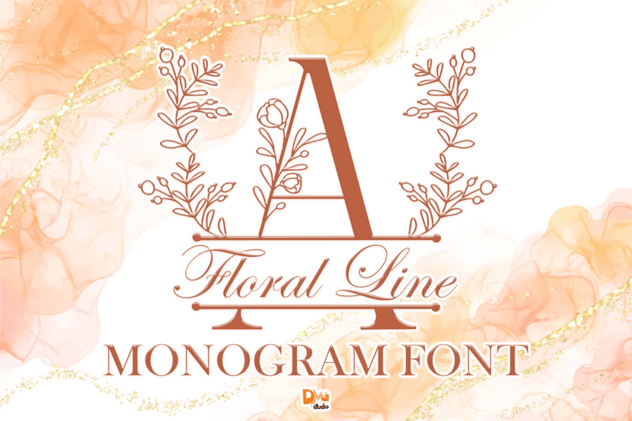 Floral Line Monogram Font · 1001 Fonts