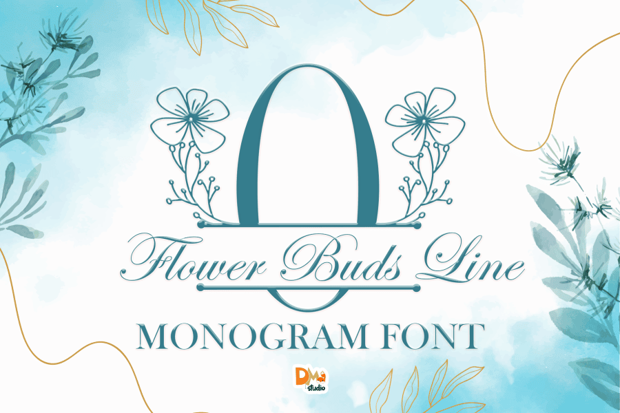 Flower Buds Line Monogram Font · 1001 Fonts