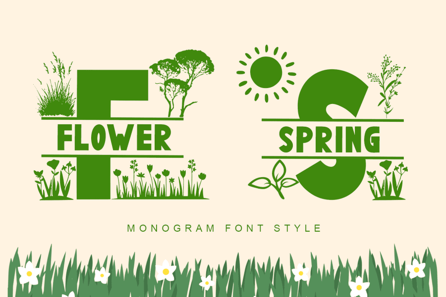 Flower Spring Monogram Font Family · 1001 Fonts