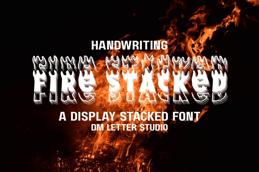 Handwriting Fire Stacked Font · 1001 Fonts