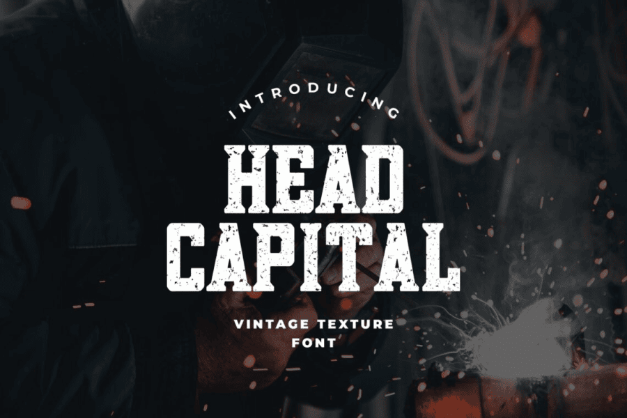 Head Capital Bold Grunge Font · 1001 Fonts