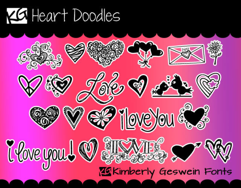 KG Heart Doodles Font · 1001 Fonts