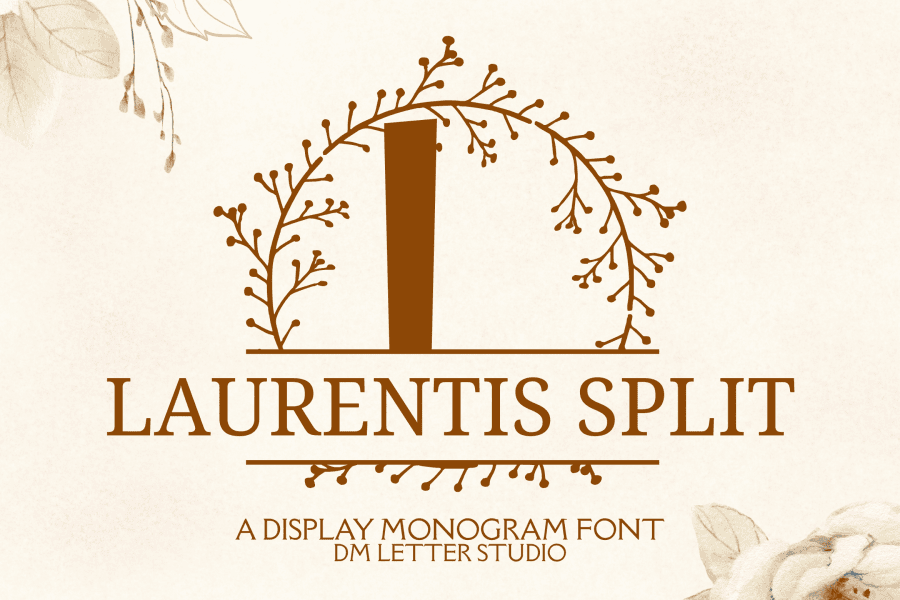 6 Free Botanical Split Monogram, Name Bar Monogram Fonts · 1001 Fonts