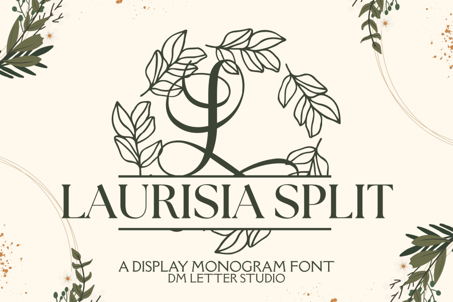 8 Free Botanical Split Monogram, Invitation Split Monogram Fonts · 1001 ...