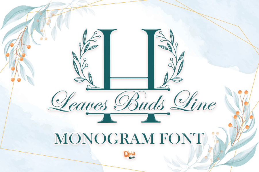 Leaves Buds Line Monogram Font · 1001 Fonts