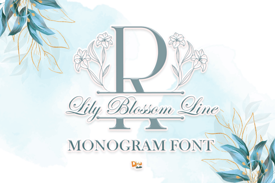 Lily Blossom Line Monogram Font · 1001 Fonts