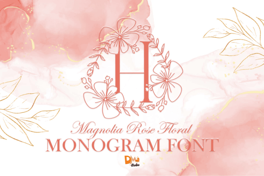 Magnolia Rose Floral Monogram Font · 1001 Fonts