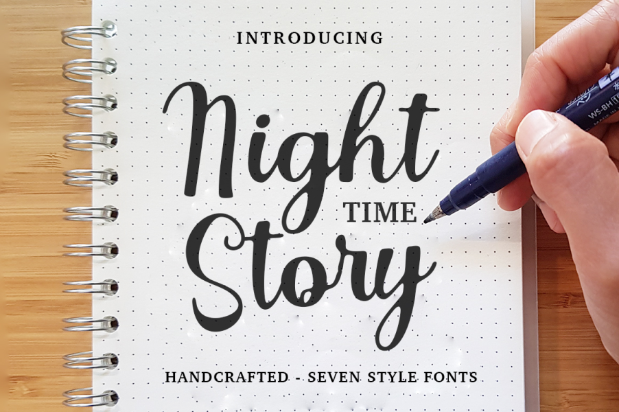 Night Time Story Font Family · 1001 Fonts