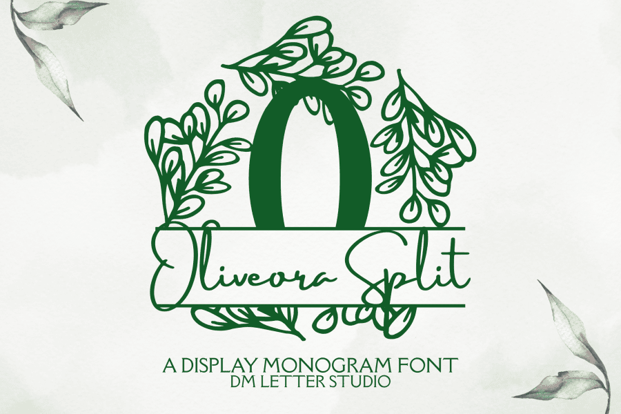 4 Free Botanical Split Monogram, Leafy Split Monogram Fonts · 1001 Fonts