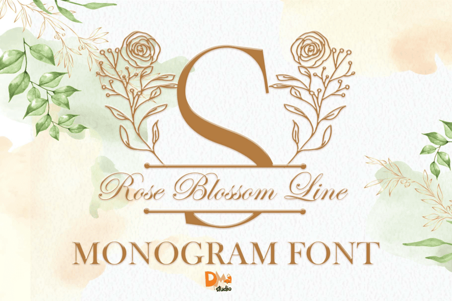 Rose Blossom Line Monogram Font · 1001 Fonts