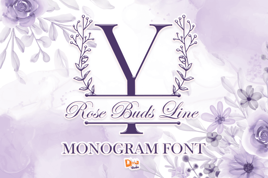 Rose Buds Line Monogram Font · 1001 Fonts