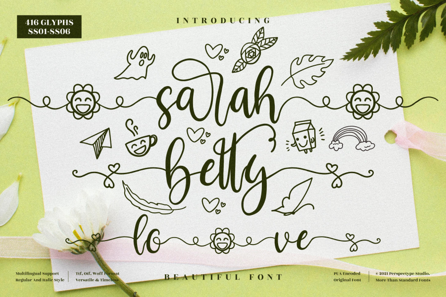 sarah betty Font Family · 1001 Fonts