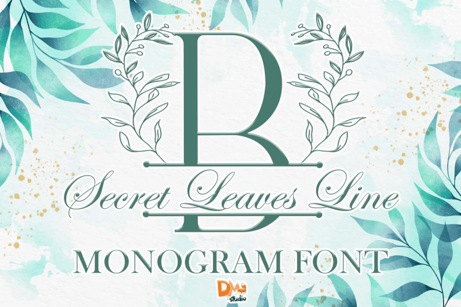 Secret Leaves Line Monogram Font · 1001 Fonts