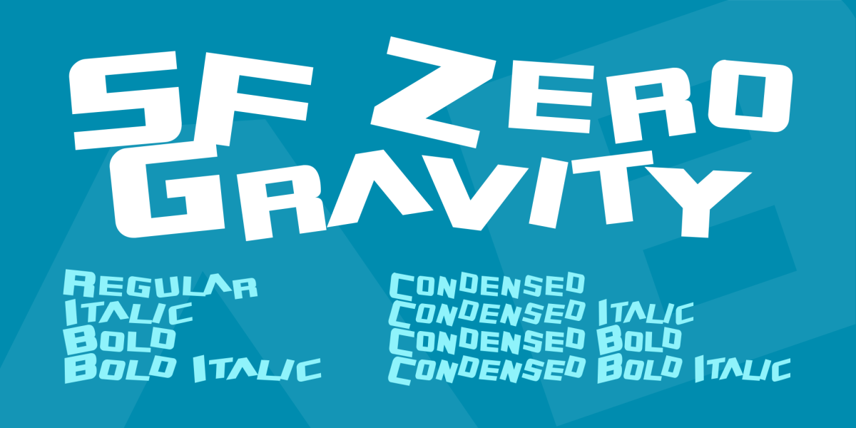 SF Zero Gravity Font Family · 1001 Fonts