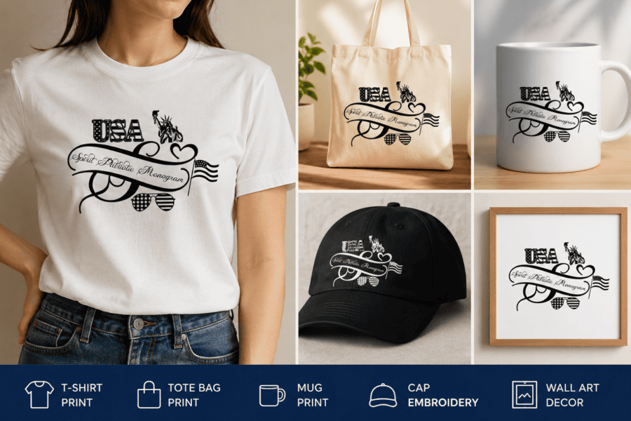 1 Free 4th Of July, Summer, American Monogram Font · 1001 Fonts