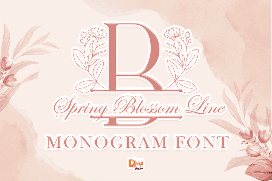Spring Blossom Line Monogram Font · 1001 Fonts