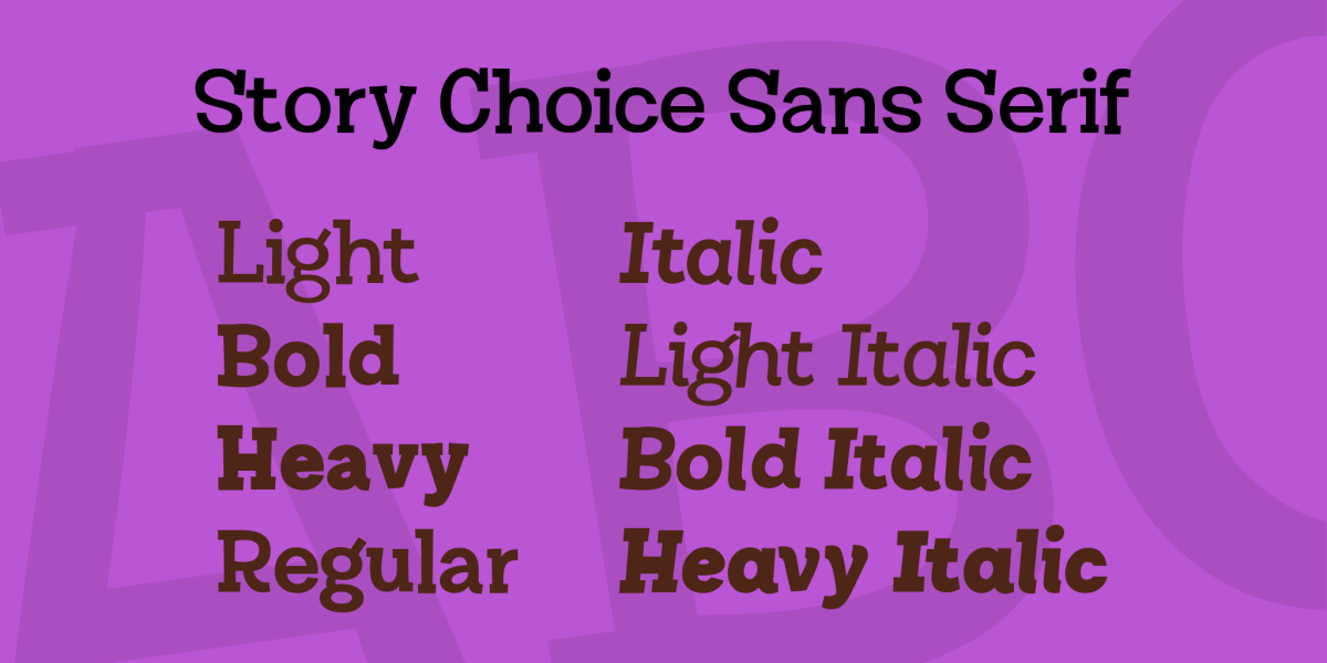 Story Choice Sans Serif Font Family · 1001 Fonts