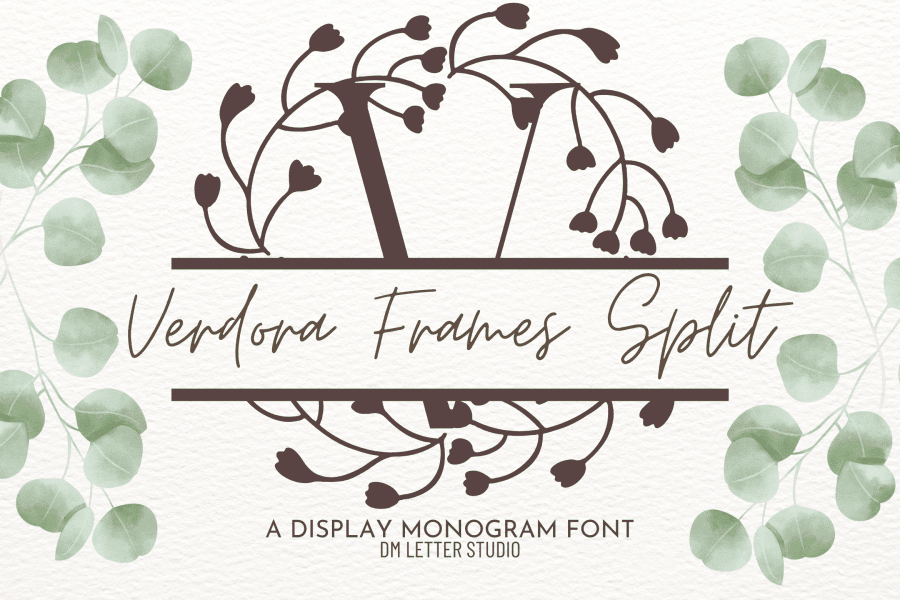 1 Free Leafy Split Monogram, Personalized Monogram, Split Font · 1001 Fonts