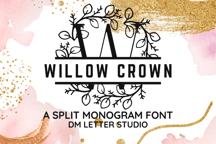 1 Free Split Letter Font With Leaves Font · 1001 Fonts