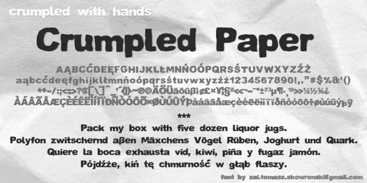 zai Crumpled Paper Font · 1001 Fonts