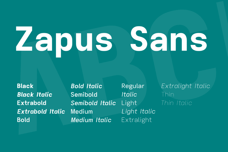 Zapus Sans Font Family · 1001 Fonts